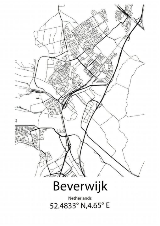 Beverwijk,Netherlands Line Map Art - Kaigozen - Drawings & Illustration ...