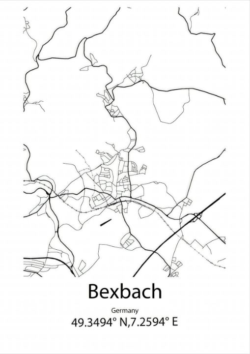 Bexbach,Germany Line Map Art - Kaigozen - Drawings & Illustration ...
