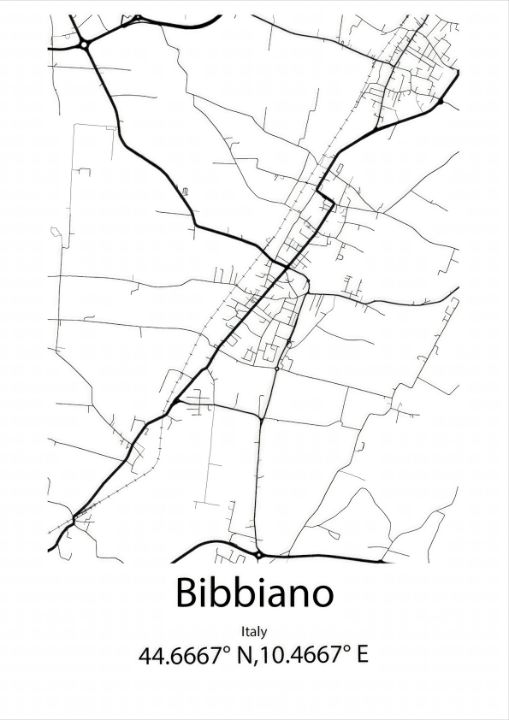 Bibbiano,Italy Line Map Art - Kaigozen - Drawings & Illustration ...