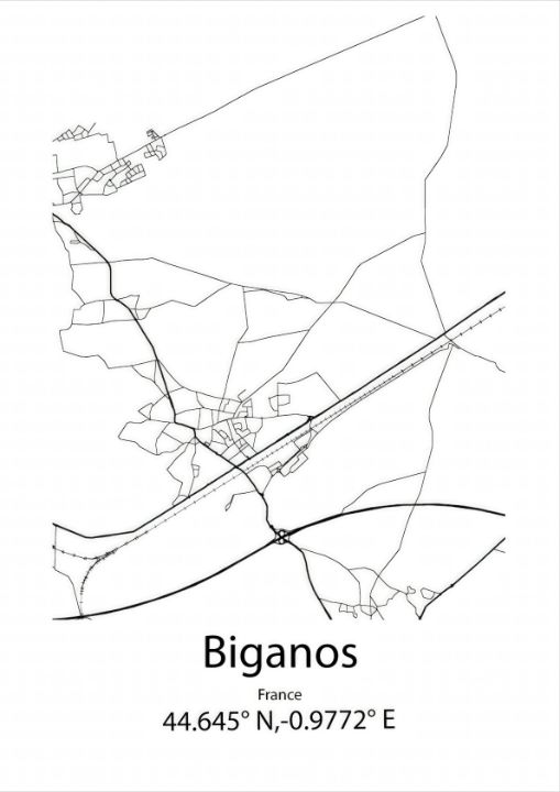 Biganos,France Line Map Art - Kaigozen - Drawings & Illustration ...