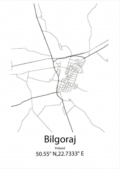 Bilgoraj,Poland Line Map Art - Kaigozen - Drawings & Illustration ...