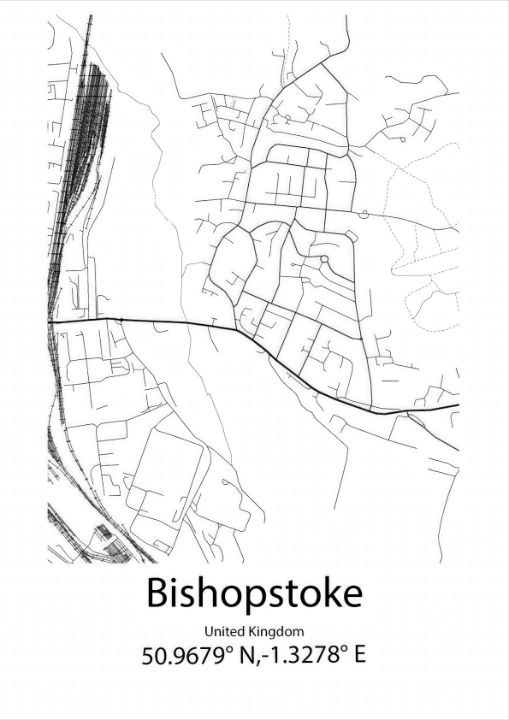 Bishopstoke,United Kingdom Line Map - Kaigozen - Drawings ...