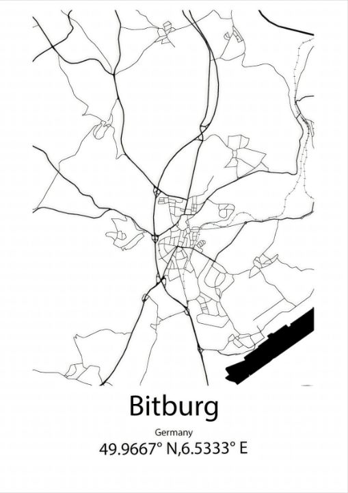 Bitburg,Germany Line Map Art - Kaigozen - Drawings & Illustration ...