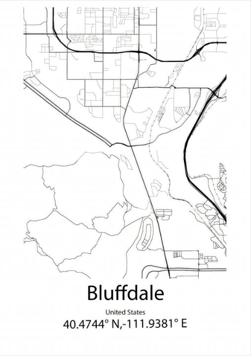 Bluffdale,United States Line Map Art - Kaigozen - Drawings ...