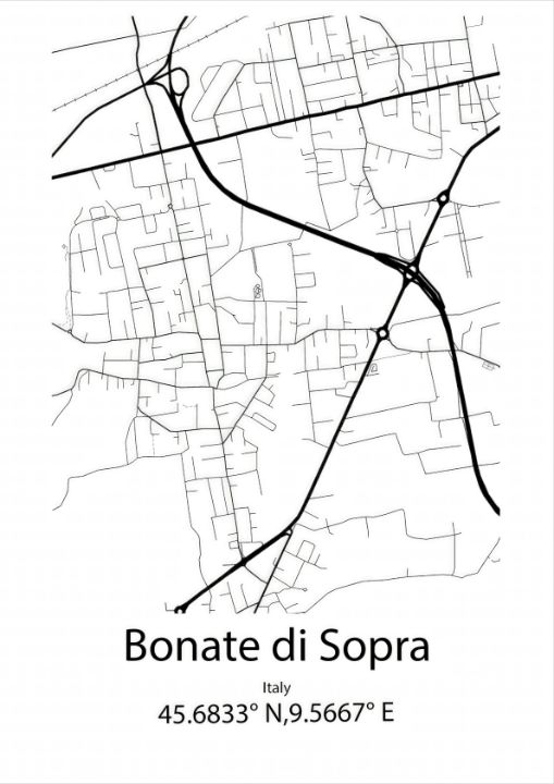 Bonate di Sopra,Italy Line Map Art - Kaigozen - Drawings & Illustration ...