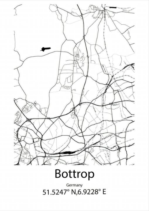 Bottrop,Germany Line Map Art - Kaigozen - Drawings & Illustration ...