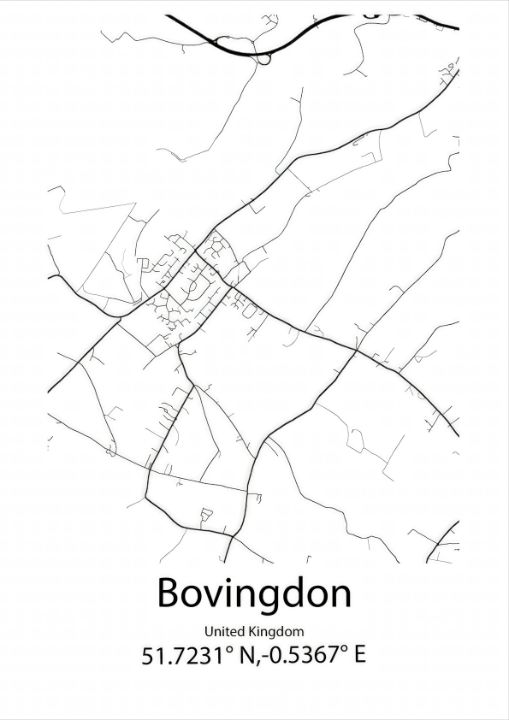 Bovingdon,United Kingdom Line Map Ar - Kaigozen - Drawings ...