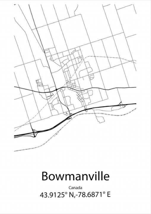 Bowmanville,Canada Line Map Art - Kaigozen - Drawings & Illustration ...