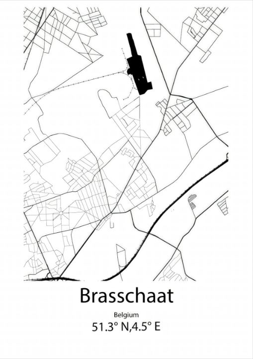 Brasschaat,Belgium Line Map Art - Kaigozen - Drawings & Illustration ...