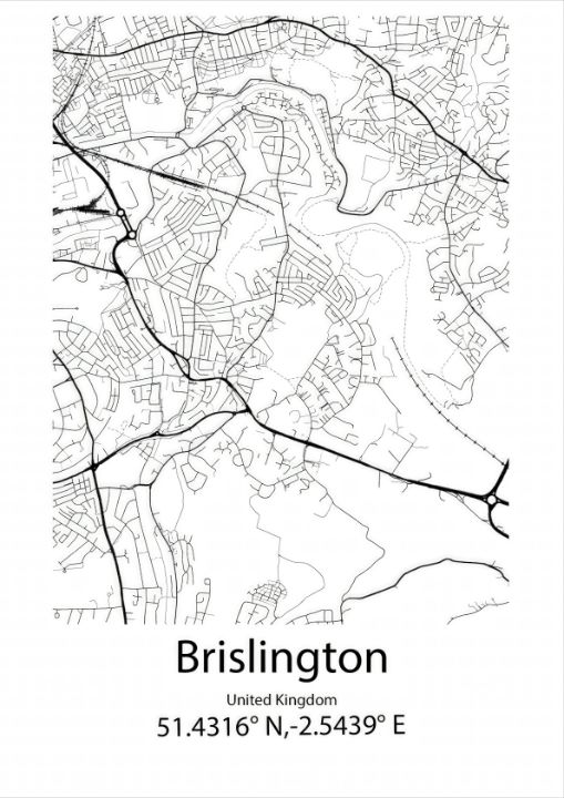 Brislington,United Kingdom Line Map - Kaigozen - Drawings ...