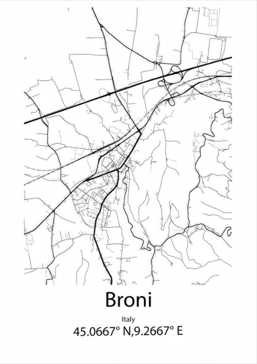 Broni,Italy Line Map Art - Kaigozen - Drawings & Illustration, Places ...