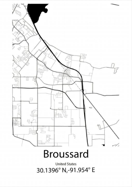 Broussard,United States Line Map Art - Kaigozen - Drawings ...