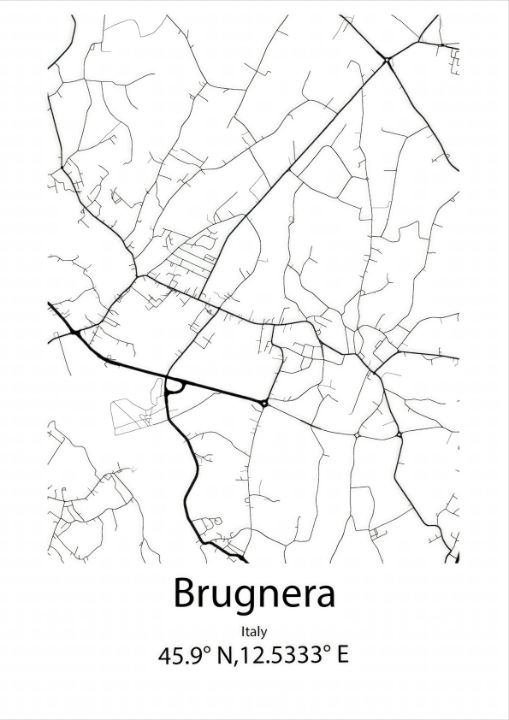 Brugnera,Italy Line Map Art - Kaigozen - Drawings & Illustration ...