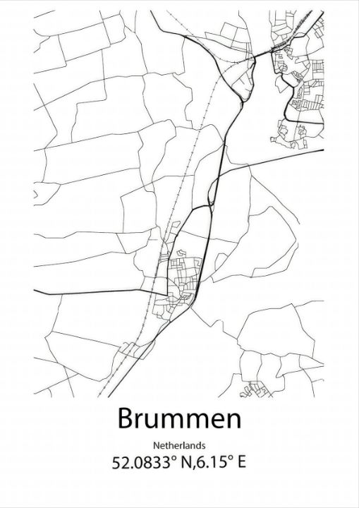 Brummen,Netherlands Line Map Art - Kaigozen - Drawings & Illustration ...