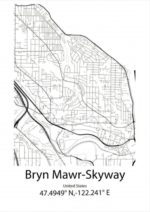 Bryn,United Kingdom Line Map Art - Kaigozen - Drawings & Illustration ...