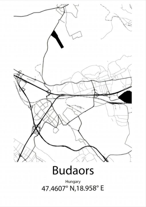 Budaors,Hungary Line Map Art - Kaigozen - Drawings & Illustration ...