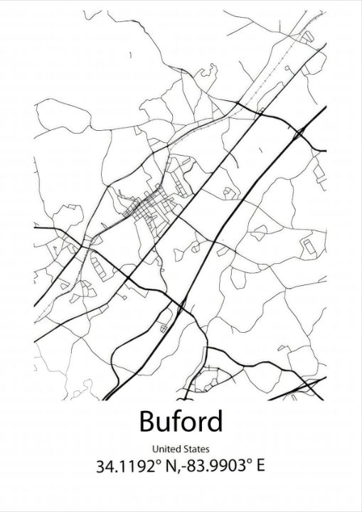Buford,United States Line Map Art - Kaigozen - Drawings & Illustration ...