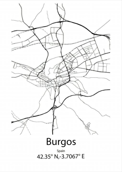 Burgos,Spain Line Map Art - Kaigozen - Drawings & Illustration, Places ...