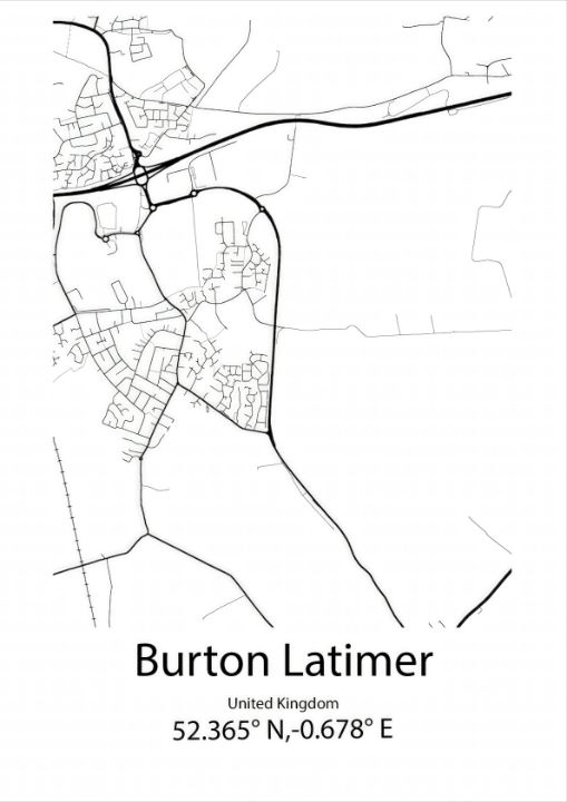 Burton,United States Line Map Art - Kaigozen - Drawings & Illustration ...