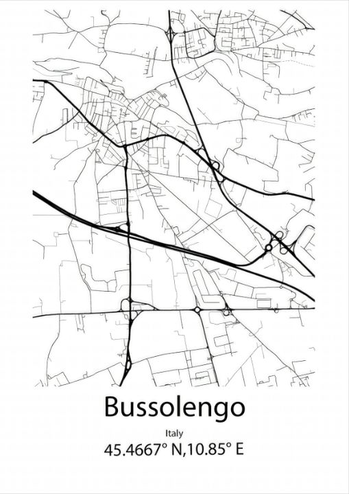 Bussolengo,Italy Line Map Art - Kaigozen - Drawings & Illustration ...