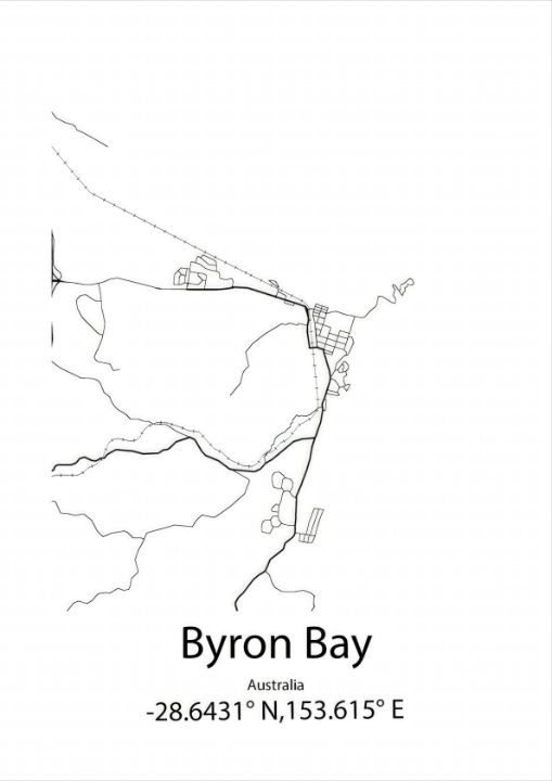 Byron Bay,Australia Line Map Art - Kaigozen - Drawings & Illustration ...