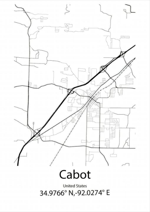 Cabot,United States Line Map Art - Kaigozen - Drawings & Illustration ...