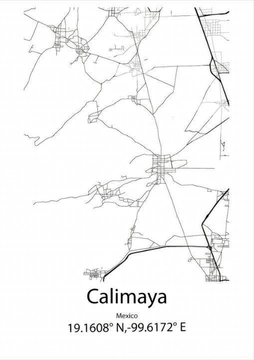 Calimaya,Mexico Line Map Art - Kaigozen - Drawings & Illustration ...