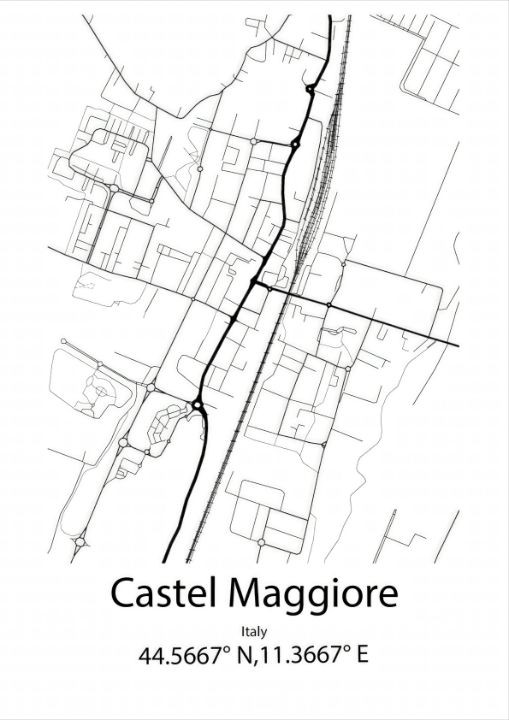 Castel Maggiore, Italy Map - Kaigozen - Drawings & Illustration, Places ...