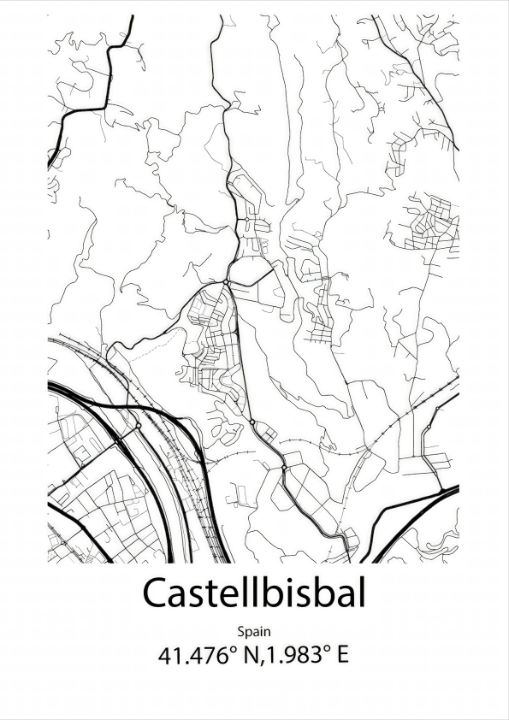 Castellbisbal, Spain Map - Kaigozen - Drawings & Illustration, Places ...