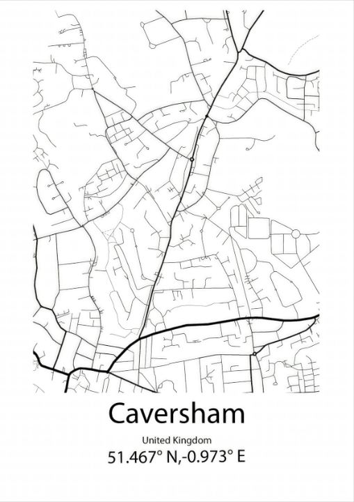 Caversham, United Kingdom Map - Kaigozen - Drawings & Illustration ...