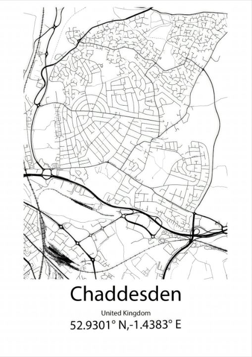 Chaddesden, United Kingdom Map - Kaigozen - Drawings & Illustration ...