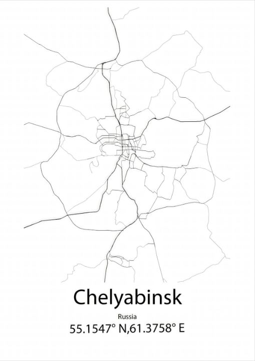 Chelyabinsk, Russia Map - Kaigozen - Drawings & Illustration, Places ...