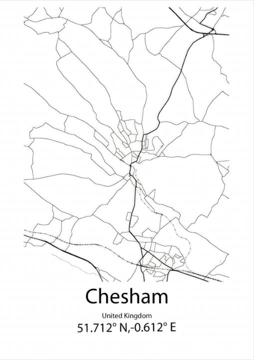 Chesham, United Kingdom Map - Kaigozen - Drawings & Illustration ...