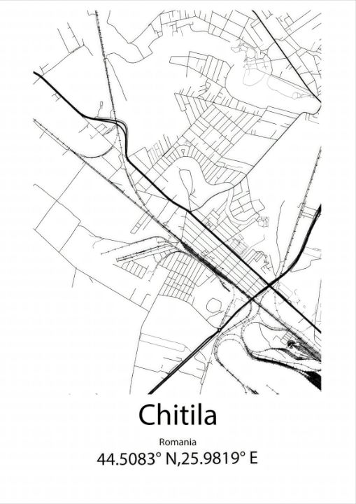 Chitila, Romania Map - Kaigozen - Drawings & Illustration, Places ...