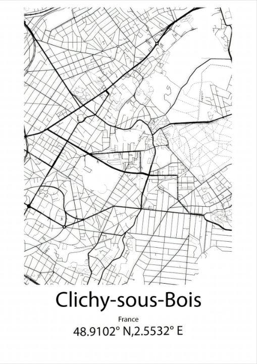 Clichy-sous-Bois, France Map - Kaigozen - Drawings & Illustration ...
