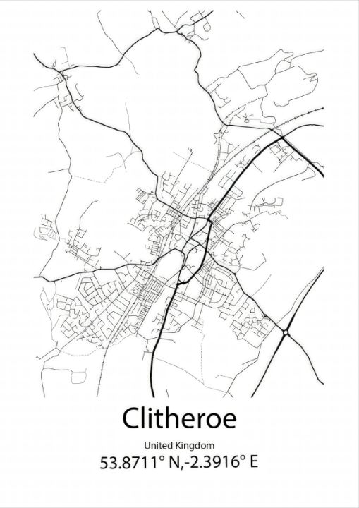 Clitheroe, United Kingdom Map - Kaigozen - Drawings & Illustration ...