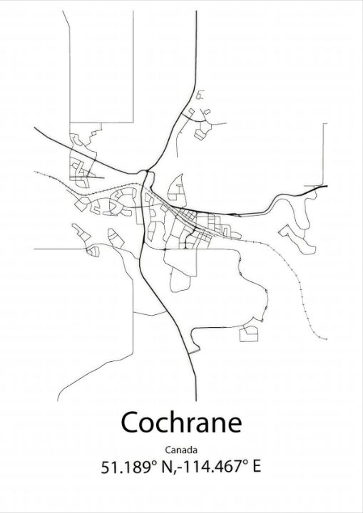 Cochrane, Canada Map - Kaigozen - Drawings & Illustration, Places ...