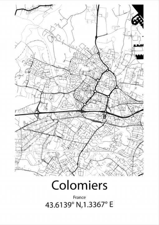 Colomiers, France Map - Kaigozen - Drawings & Illustration, Places ...