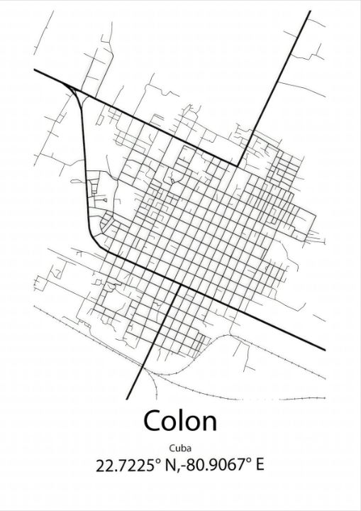 Colon, Cuba Map - Kaigozen - Drawings & Illustration, Places & Travel ...