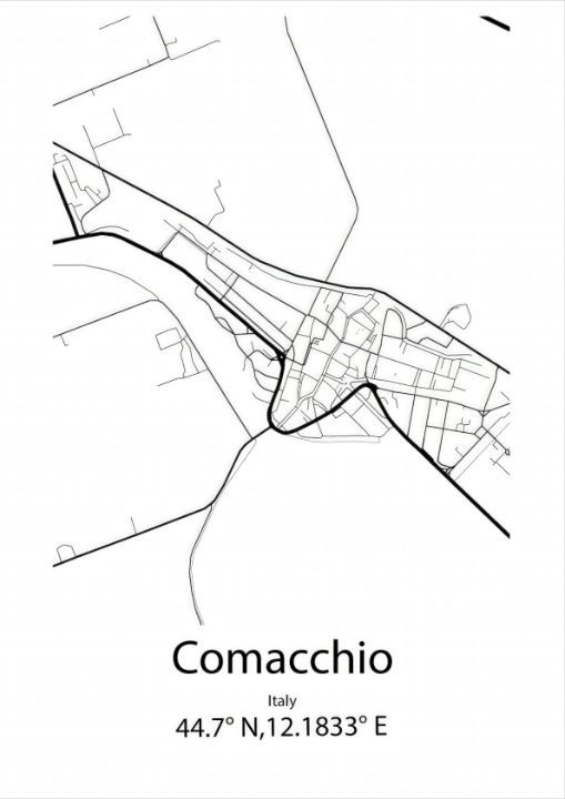 Comacchio, Italy Map - Kaigozen - Drawings & Illustration, Places ...