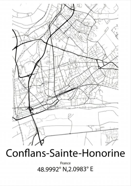 Conflans-Sainte-Honorine, France Map - Kaigozen - Drawings ...