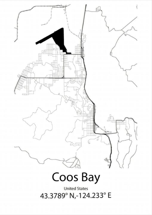 Coos Bay, United States Map - Kaigozen - Drawings & Illustration ...