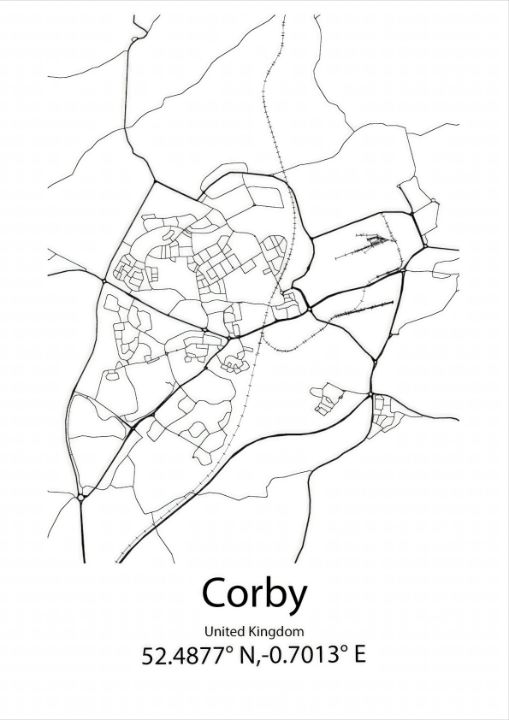 Corby, United Kingdom Map - Kaigozen - Drawings & Illustration, Places ...