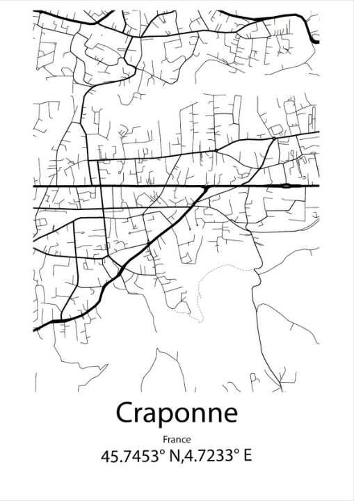 Craponne, France Map - Kaigozen - Drawings & Illustration, Places ...