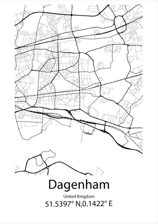 Dagenham, United Kingdom Map - Kaigozen - Drawings & Illustration ...