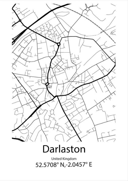 Darlaston, United Kingdom Map - Kaigozen - Drawings & Illustration ...