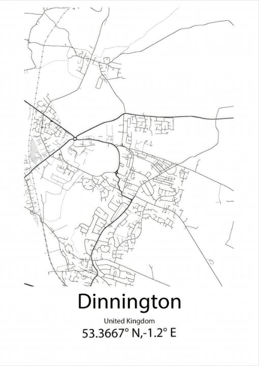 Dinnington, United Kingdom Map - Kaigozen - Drawings & Illustration ...