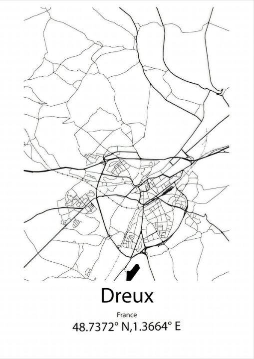 Dreux, France Map - Kaigozen - Drawings & Illustration, Places & Travel ...