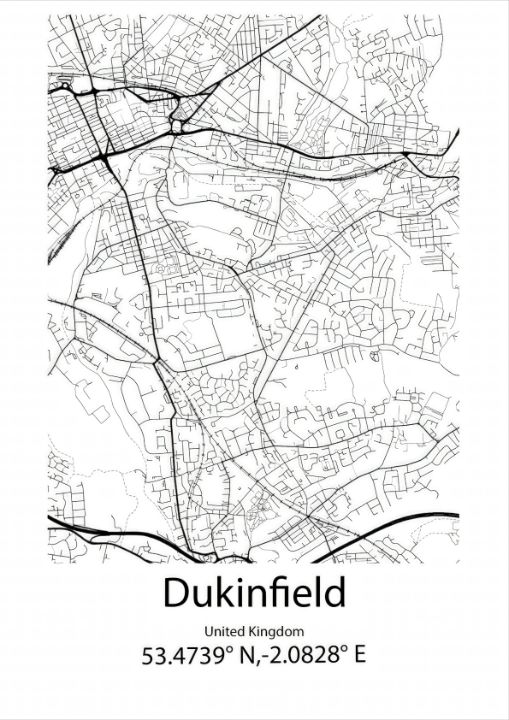 Dukinfield, United Kingdom Map - Kaigozen - Drawings & Illustration ...