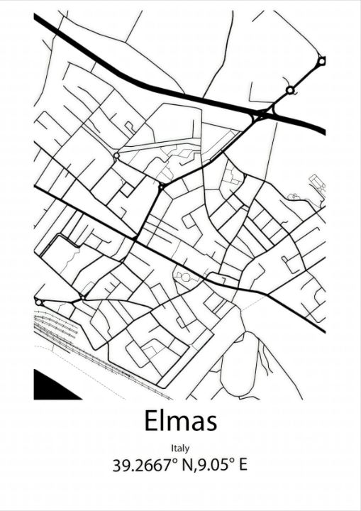 Elmas, Italy Map - Kaigozen - Drawings & Illustration, Places & Travel ...